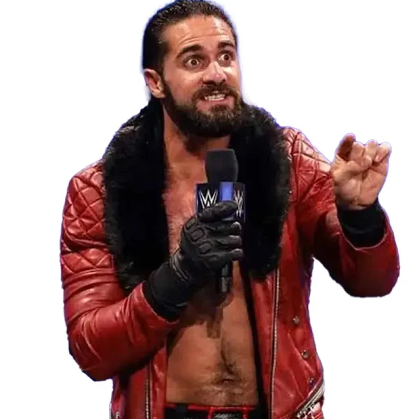 WWE Seth Rollins Quilted Red Leather Jacket